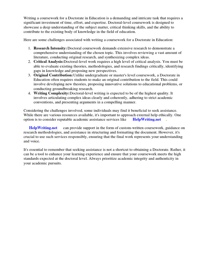 Coursework Doctorate in Education | PDF | Doctorate | Doctor Of Philosophy