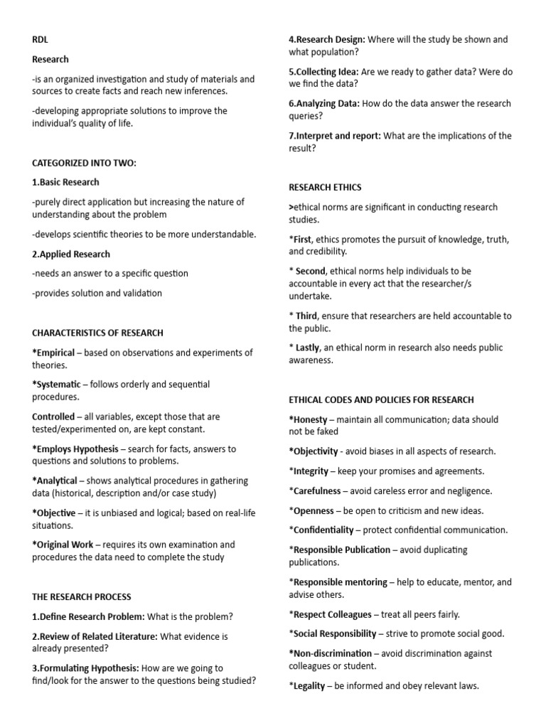 RDL | PDF | Methodology | Experiment