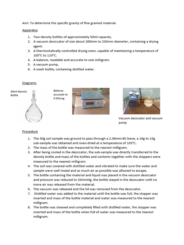 MG103 Specific Gravity Test | PDF | Density | Metrology