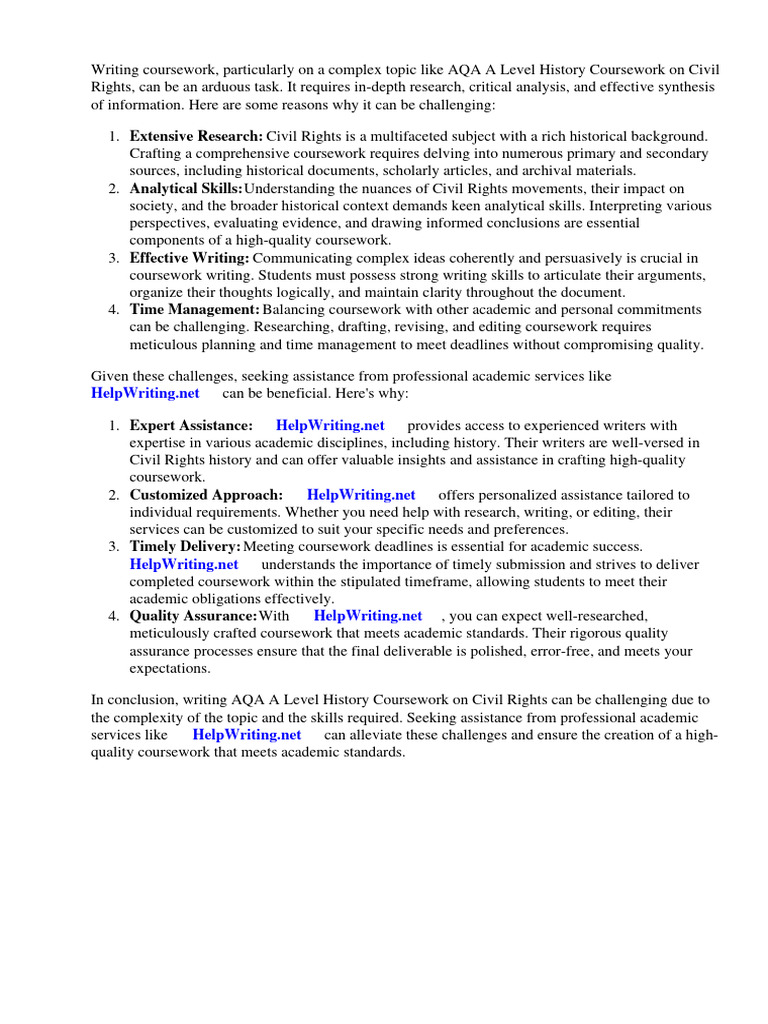 Aqa A Level History Coursework Civil Rights | PDF | Evidence | Historian