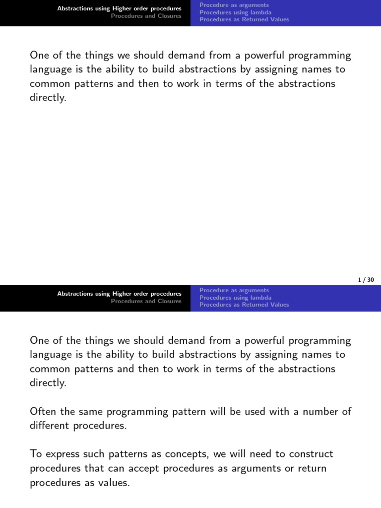 Advanced Programming Abstractions | PDF | Parameter (Computer Programming) | Scheme (Programming ...