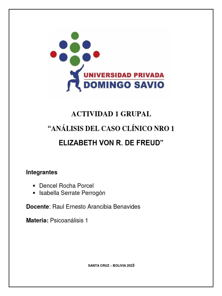 Análisis Del Caso Clínico 1 - Elizabeth Von R (Actividad Grupal) | PDF ...