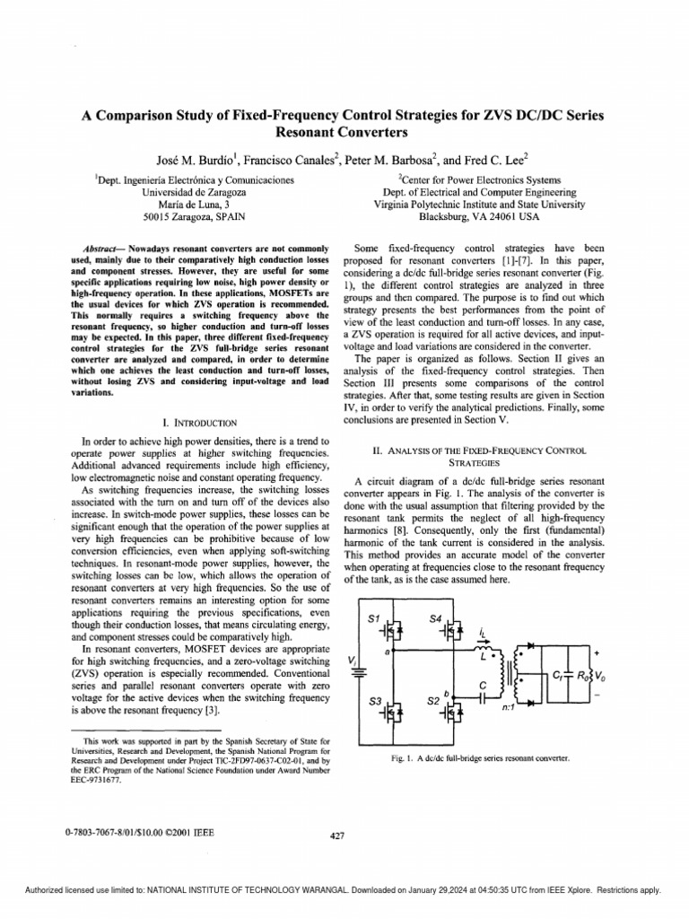 Comparison Study of Fixed-Frequency Control Strategies For ZVS DC DC Series Resonant Converters ...