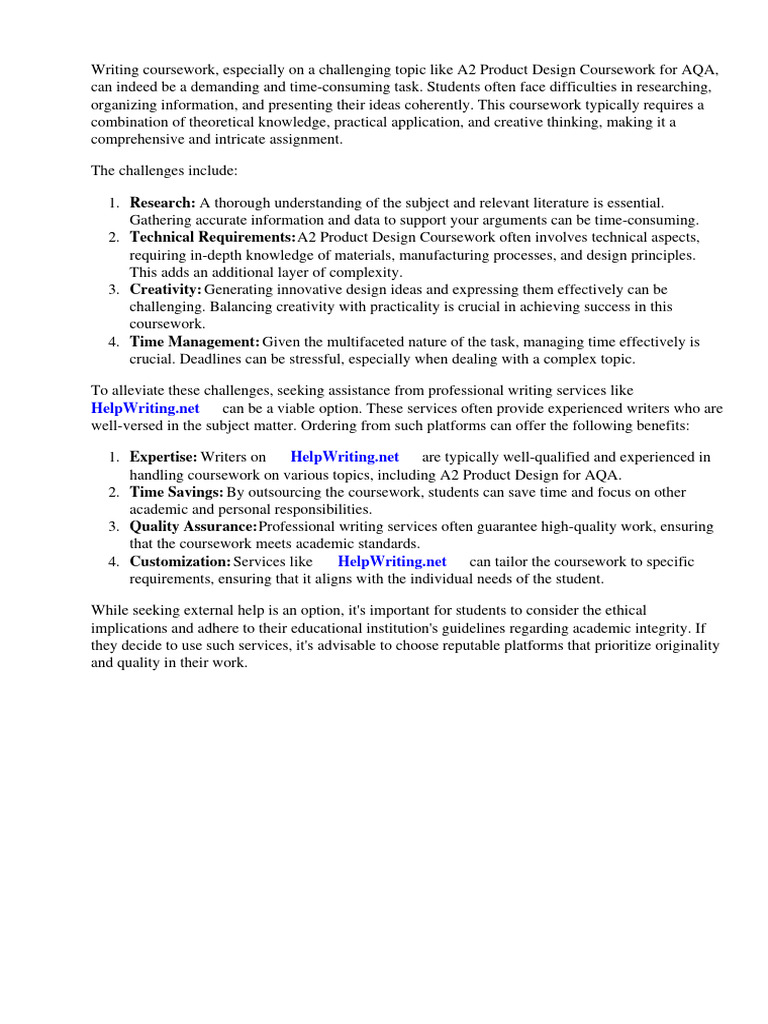 A2 Product Design Coursework Aqa | PDF