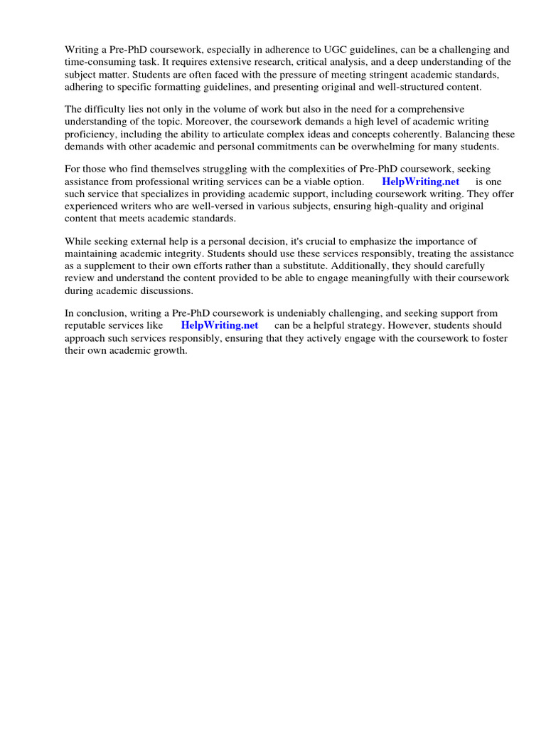 Pre PHD Course Work Ugc | Download Free PDF | Doctor Of Philosophy | Thesis