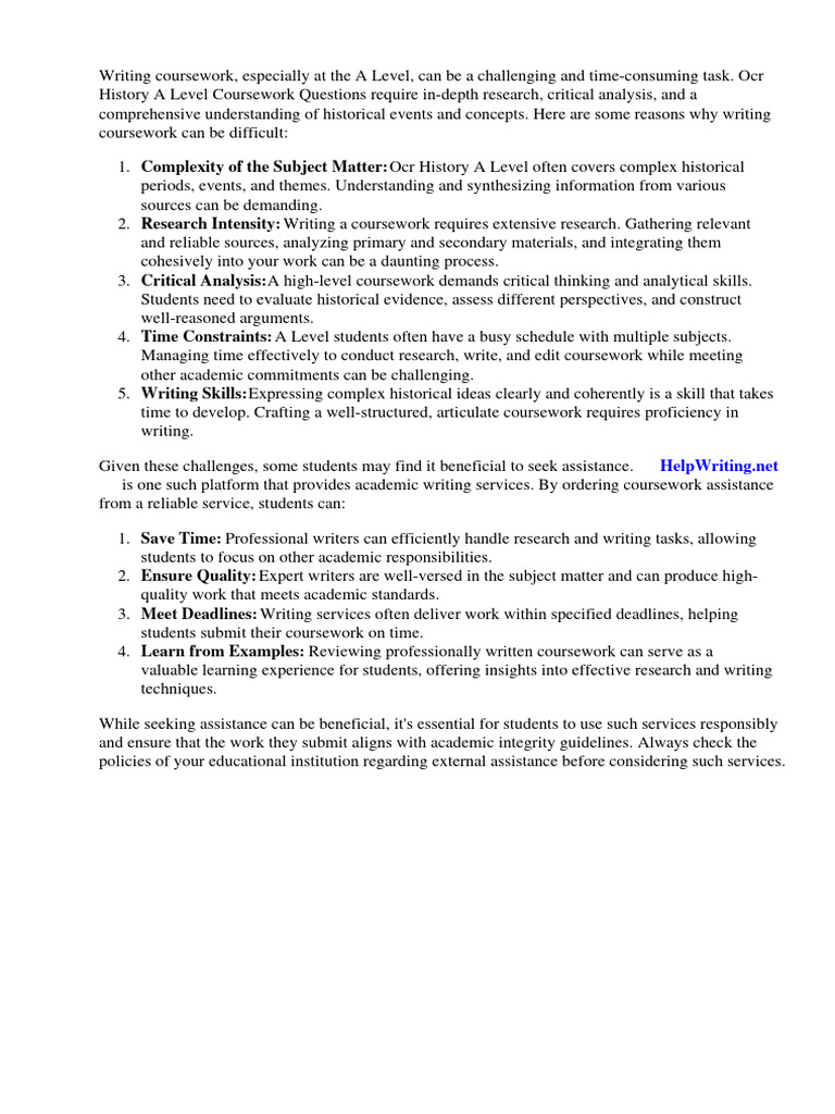 Ocr History A Level Coursework Questions | PDF | Critical Thinking ...
