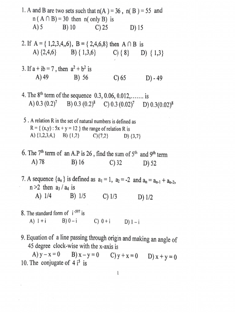 Some Maths Mcqs For Practice. | PDF | Function (Mathematics) | Mathematics