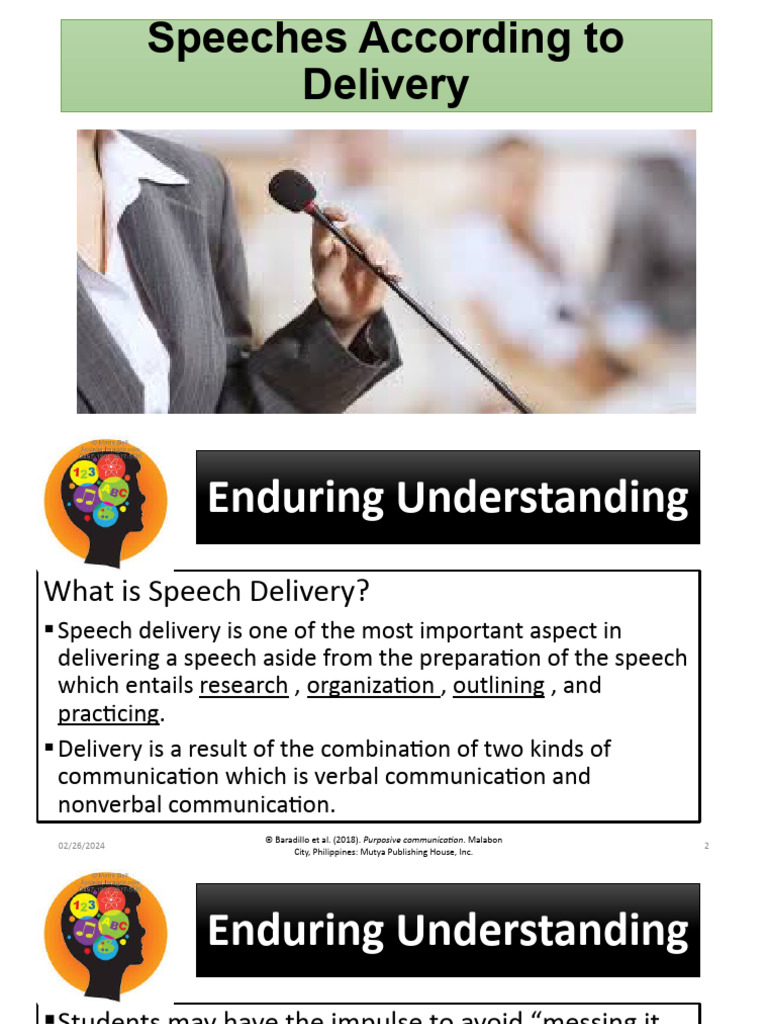 3 Speeches According To Delivery | PDF | Communication | Understanding
