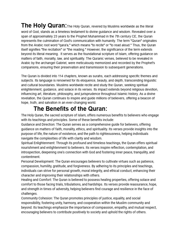 The Quran Notes | PDF | Quran | Islam