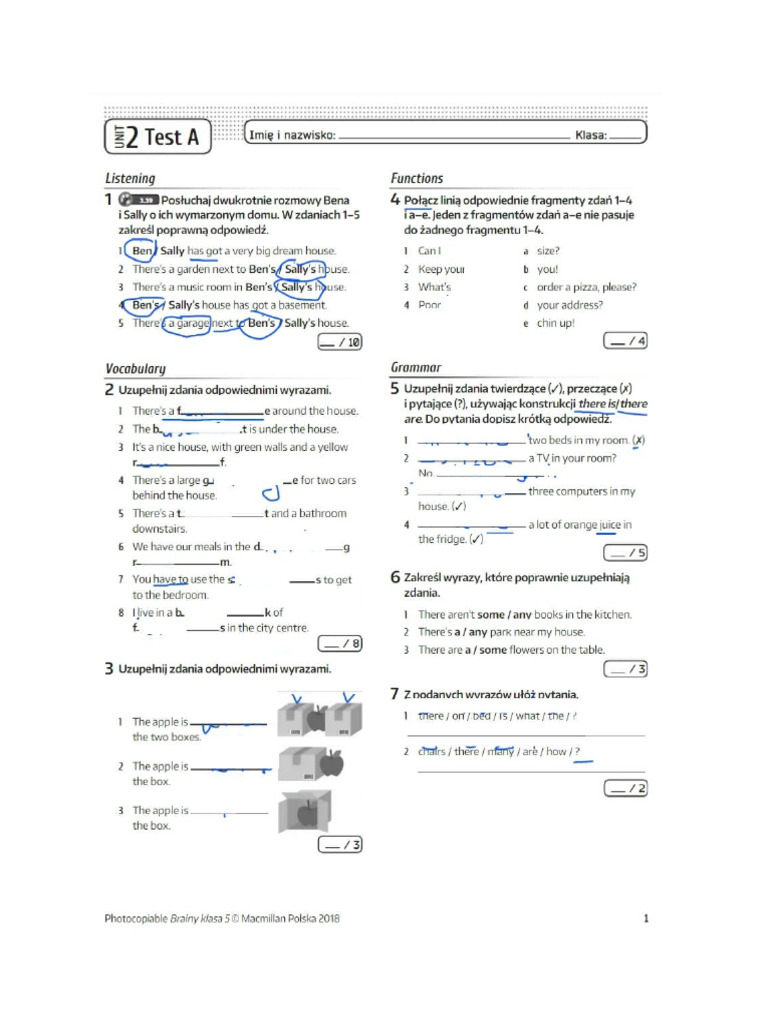 Ang Unit 2 Test A Druk | PDF