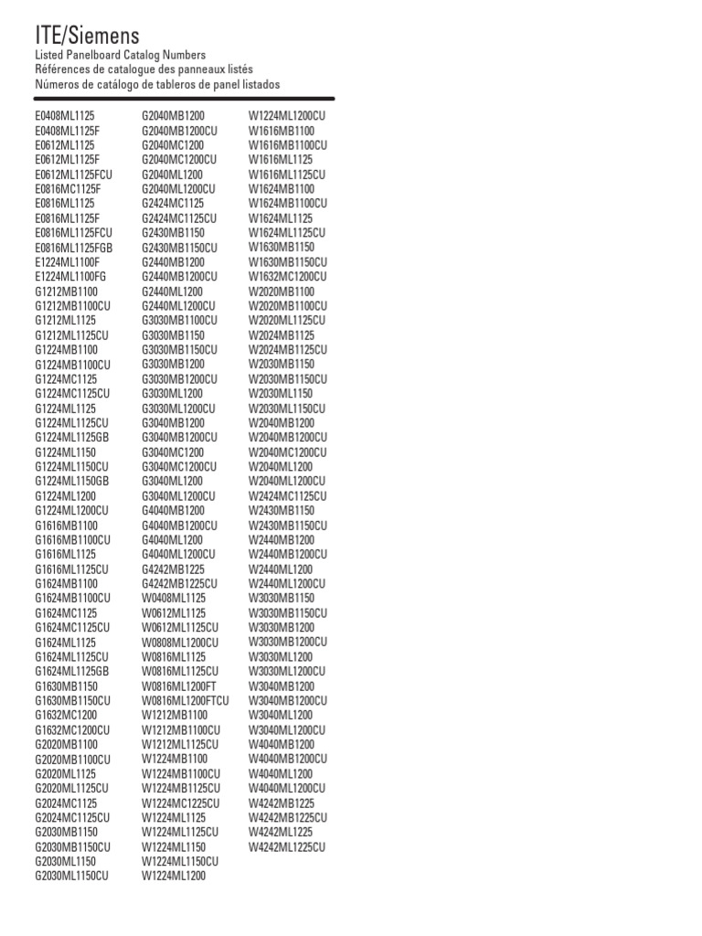 Standard Circuit Breaker Catalog Numbers 5651b63 | PDF | Civil ...