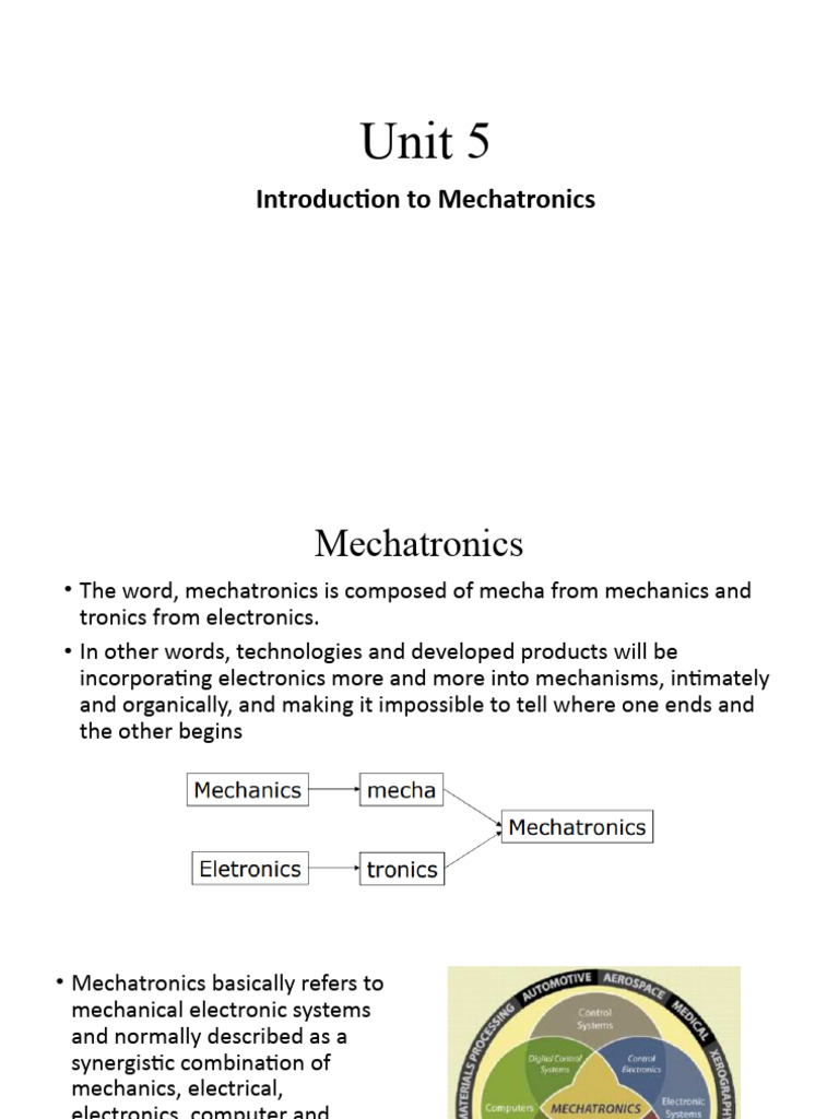 Introduction To Mechatronics Pdf Mechatronics Robotics