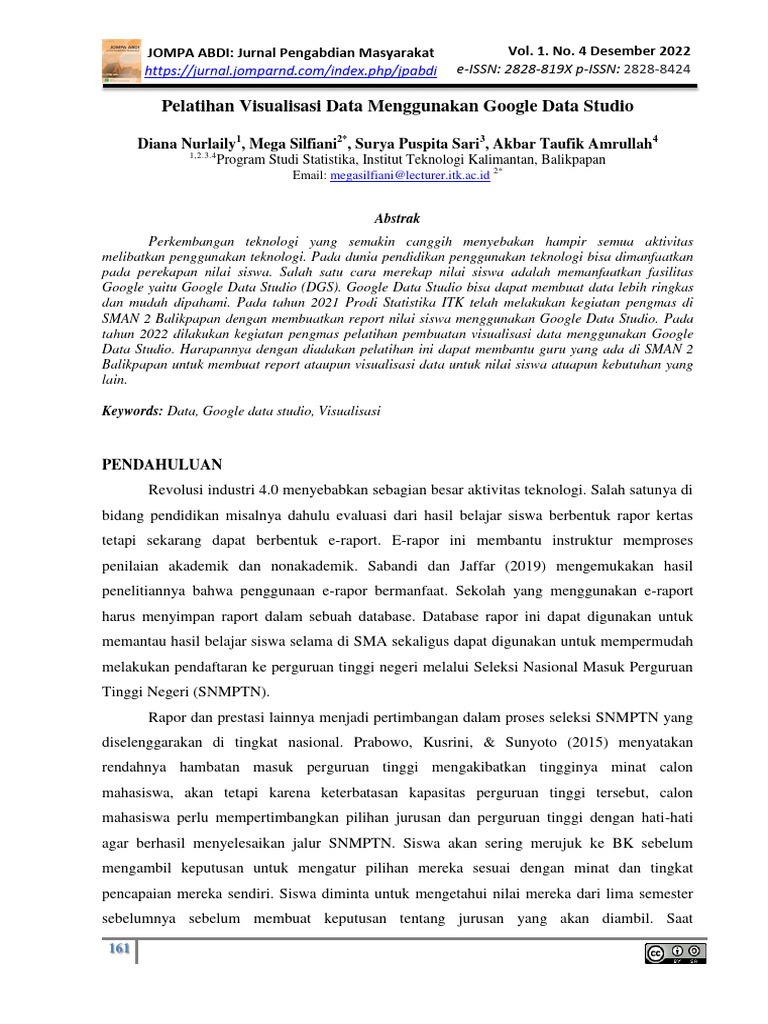 Pelatihan Visualisasi Data Google Studio | PDF