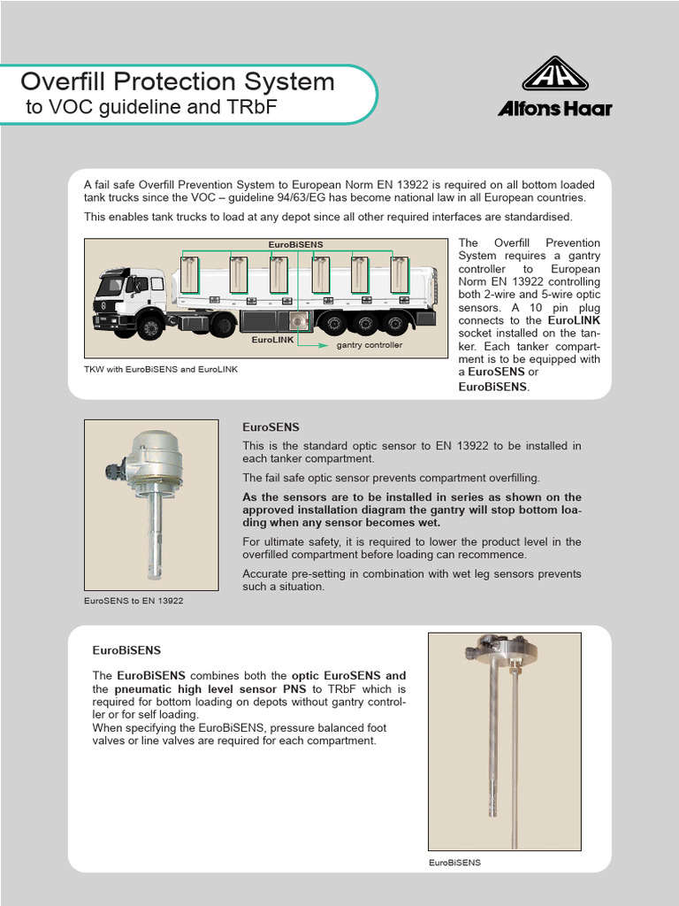 Overfill Prevention Sensor Productflyer | PDF | Equipment ...