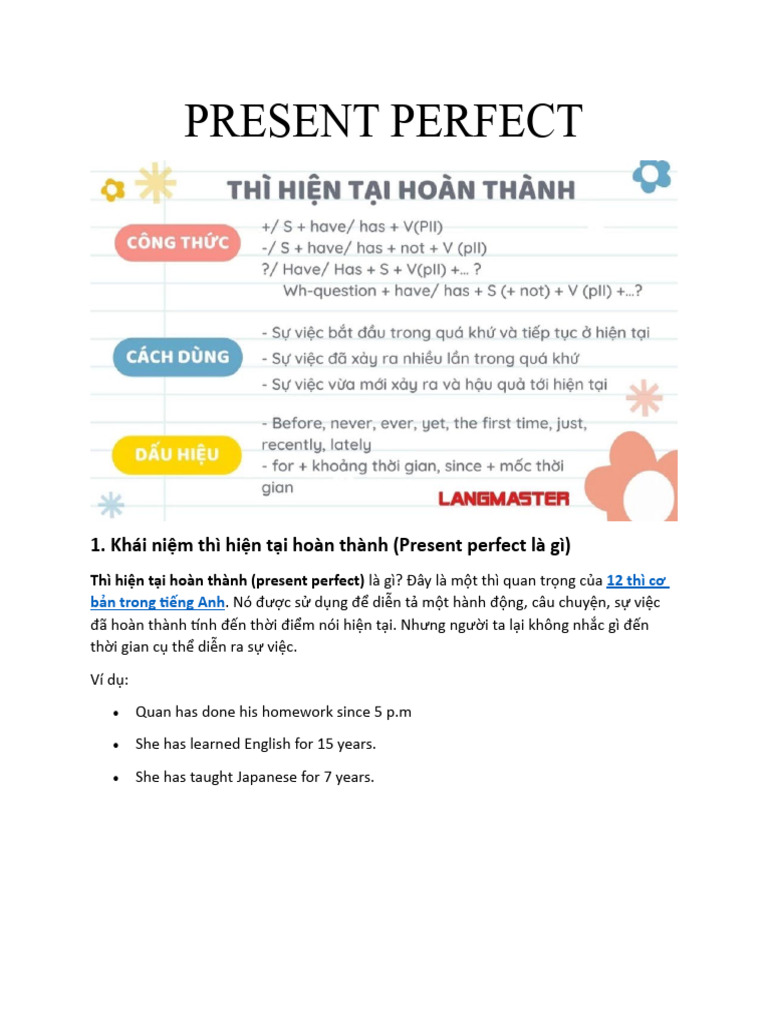 PRESENT PERFECT | PDF