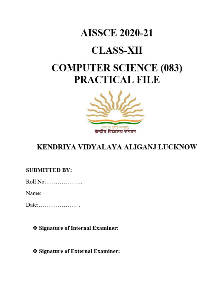 0 Class Xii Practical 2019 20 Latest Pdf Comma Separated Values Text File