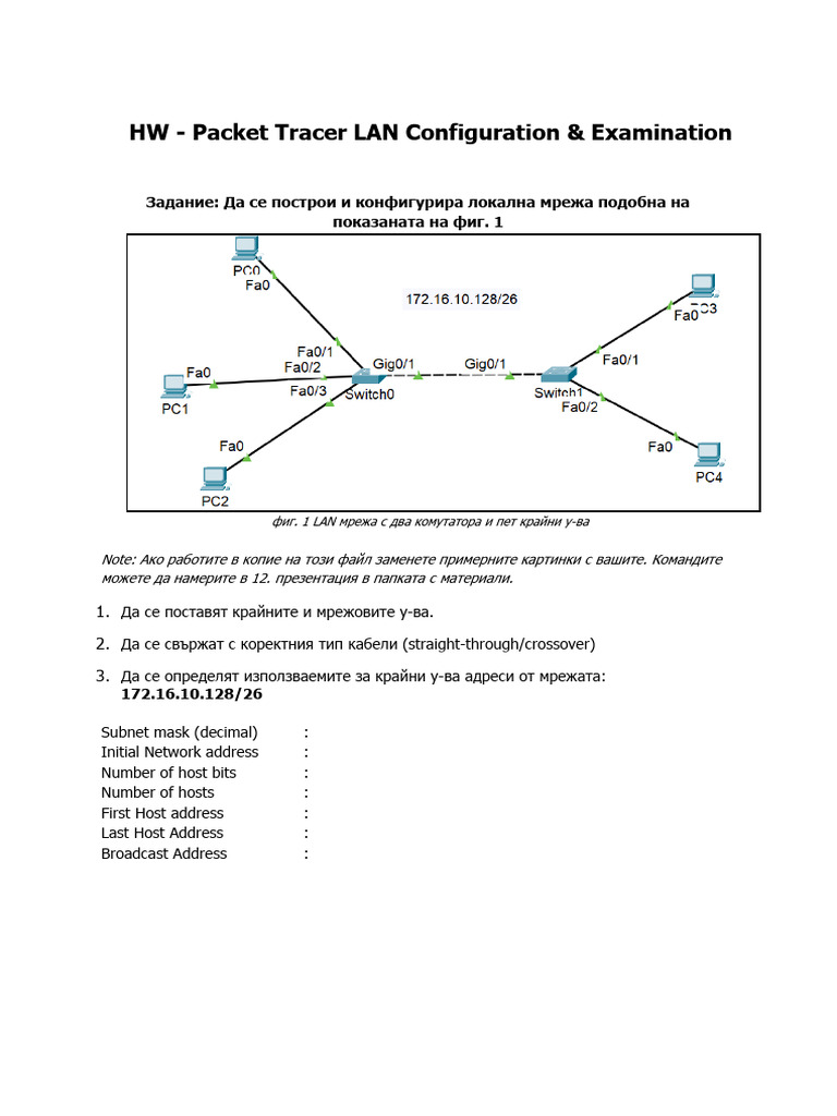 HW - Packet Tracer LAN Configuration | PDF