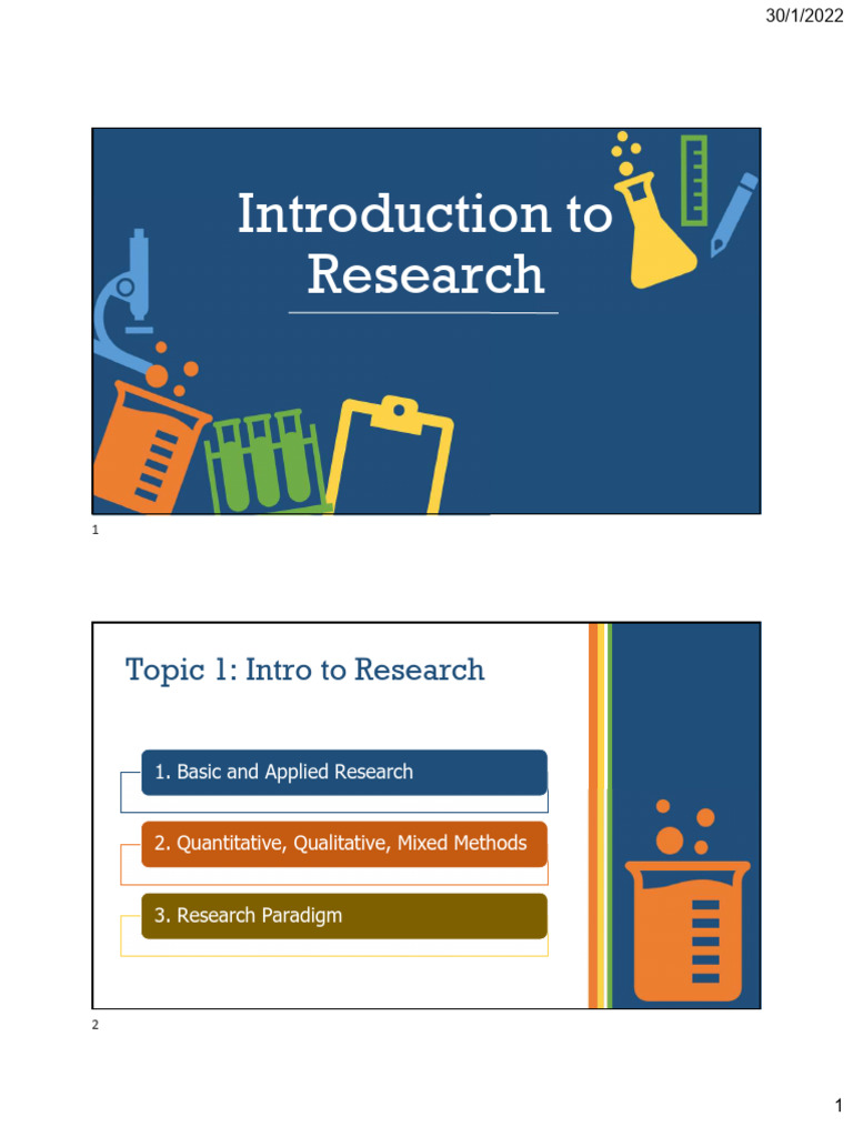 01 Topic 1 - Intro To Research | PDF | Methodology | Qualitative Research