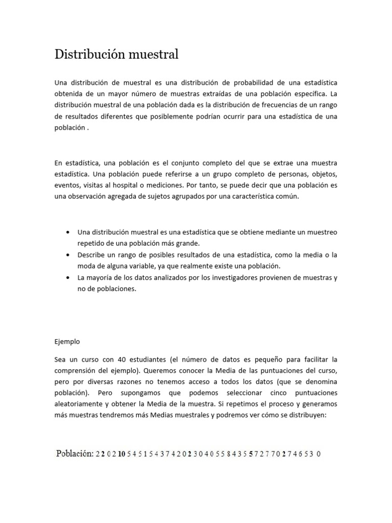 Distribución Muestral | PDF | Muestreo (Estadísticas) | Media