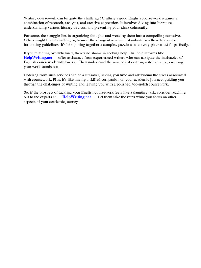 How To Write A Good English Coursework | PDF | Essays | Thesis