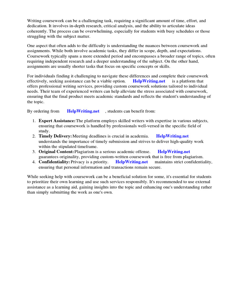 Difference Between Coursework and Assignment | PDF | Thesis ...