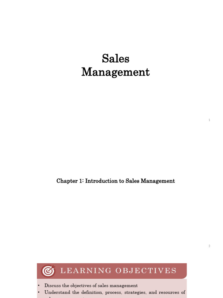 Sales Management - Part I | PDF | Marketing | Sales
