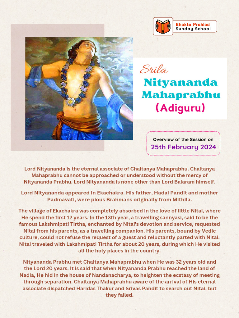 Nityananda Prabhu's Life Overview | PDF | Krishna | Hinduism