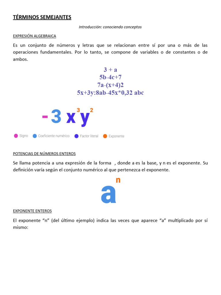 Ejemplos de Términos Semejantes | PDF | Ecuaciones | Factorización