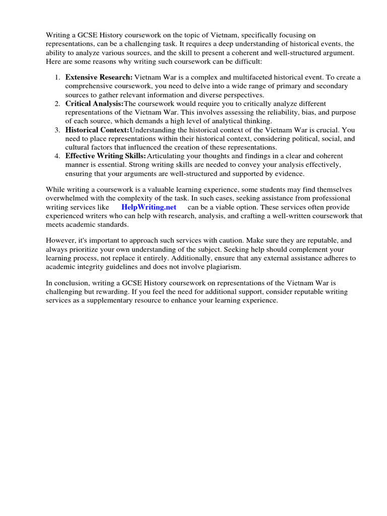 Gcse History Vietnam Coursework Representations | PDF | Viet Cong | Thought