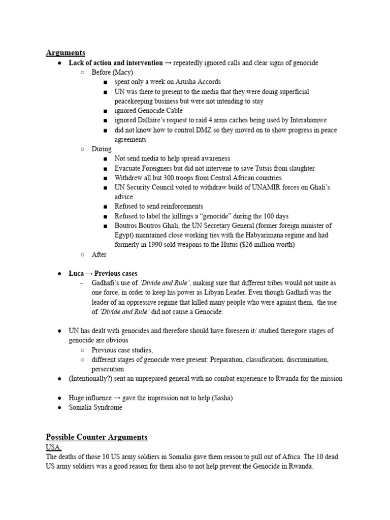 UN Inaction During Rwandan Genocide | PDF | Rwandan Genocide ...