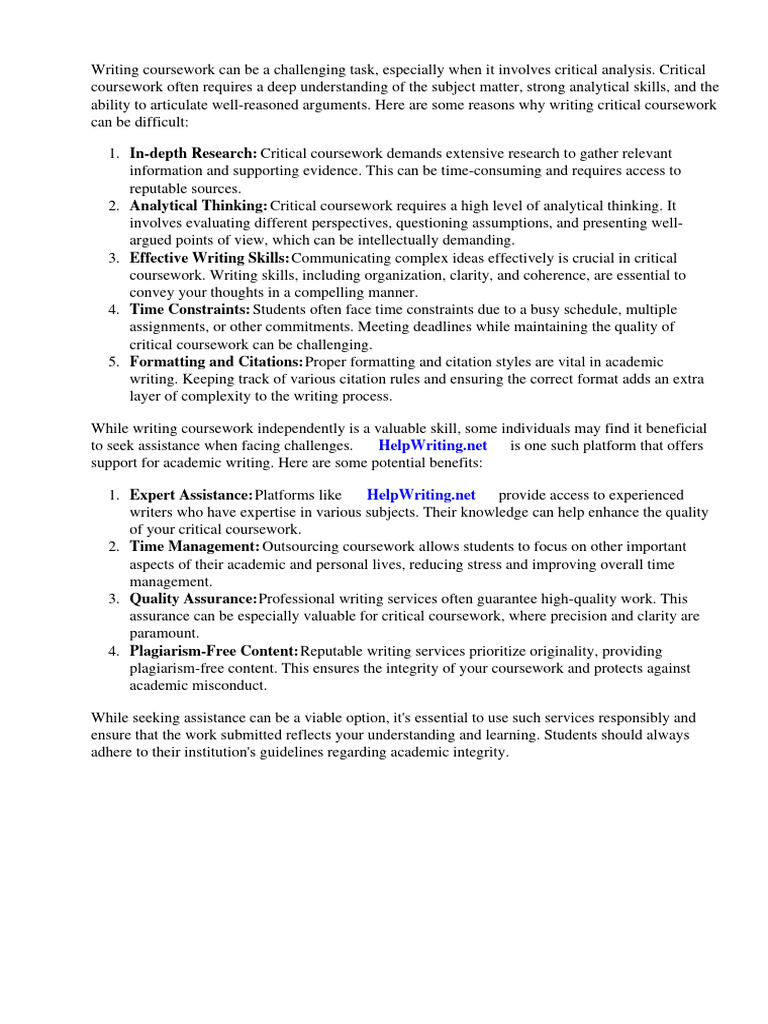 Critical Coursework | PDF | Essays | Critical Thinking