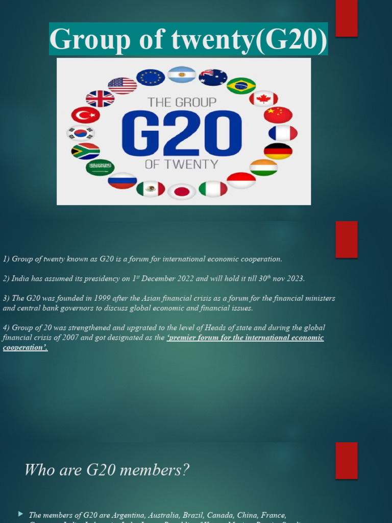 1) Group of Twenty Known As G20 | PDF | Economies
