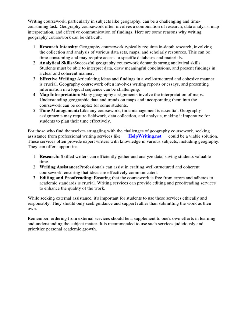 Geography Coursework Writing Guide | PDF | Data | Geography