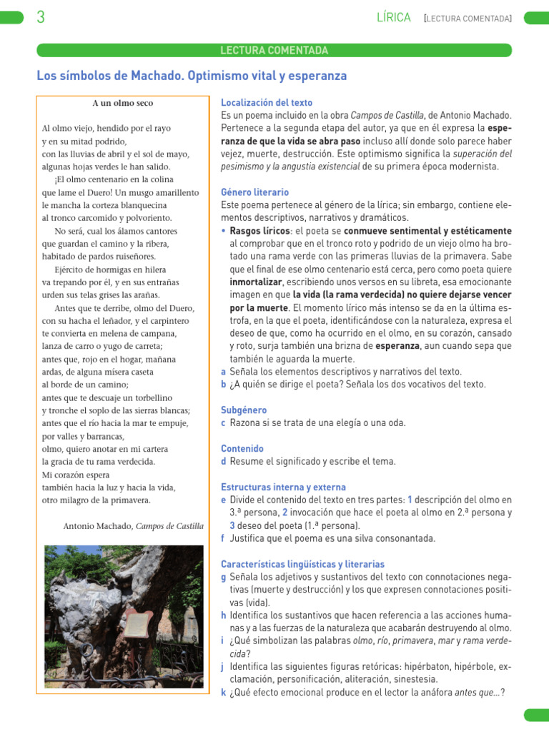 Lectura Comentada A Un Olmo Seco Antonio Machado Pag 261 - 3266146 | PDF
