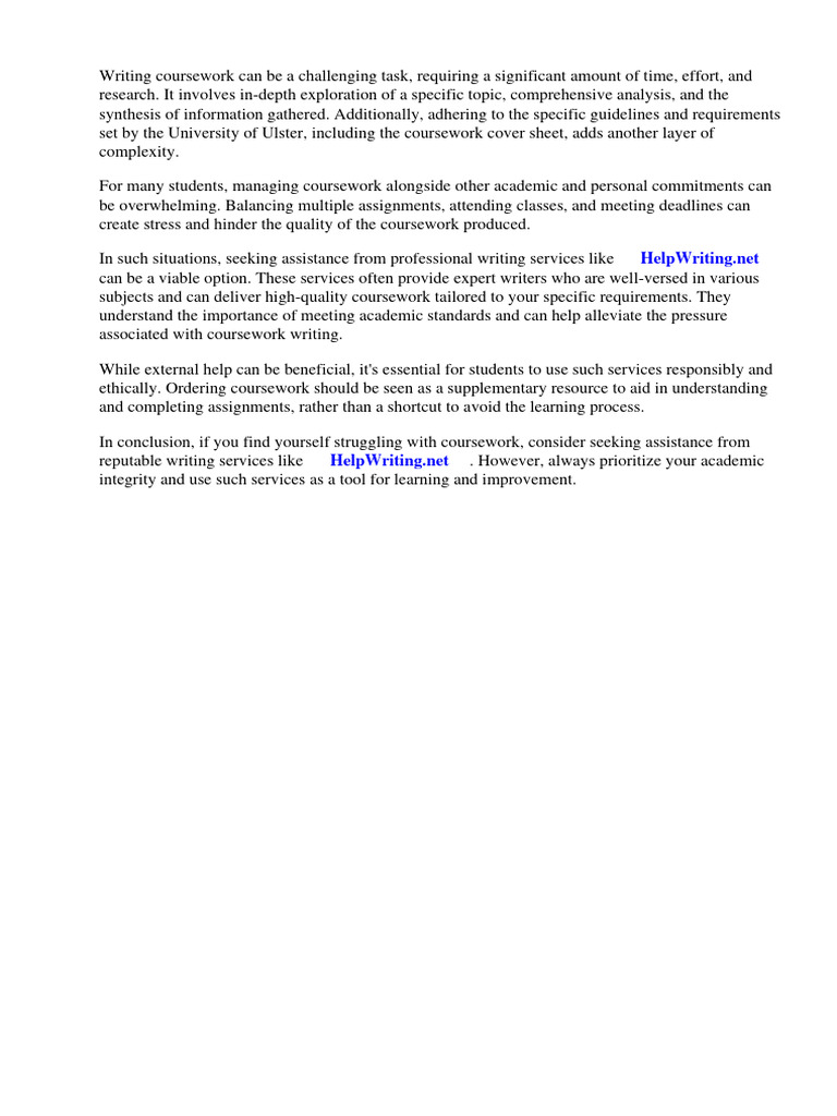 Coursework Cover Sheet University of Ulster | PDF | Thesis | Libraries