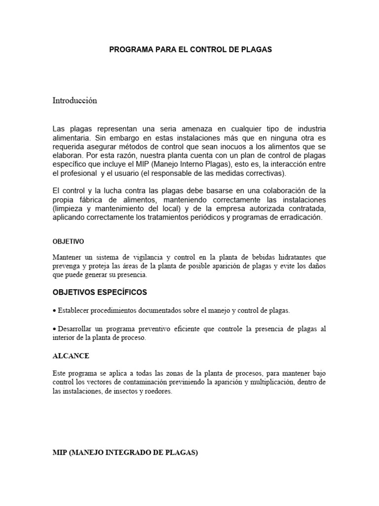 Programa para El Control de Plagas | PDF | Plaga (organismo) | Insectos