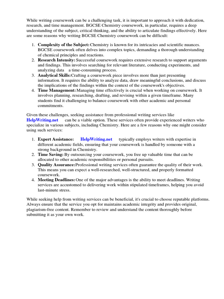 Bgcse Chemistry Coursework | PDF | Qualifications