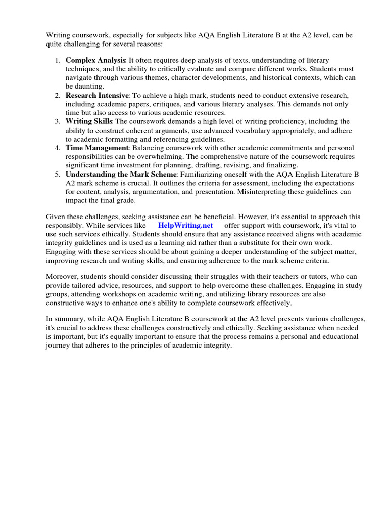 Aqa English Literature B Coursework A2 Mark Scheme | PDF | Facebook ...