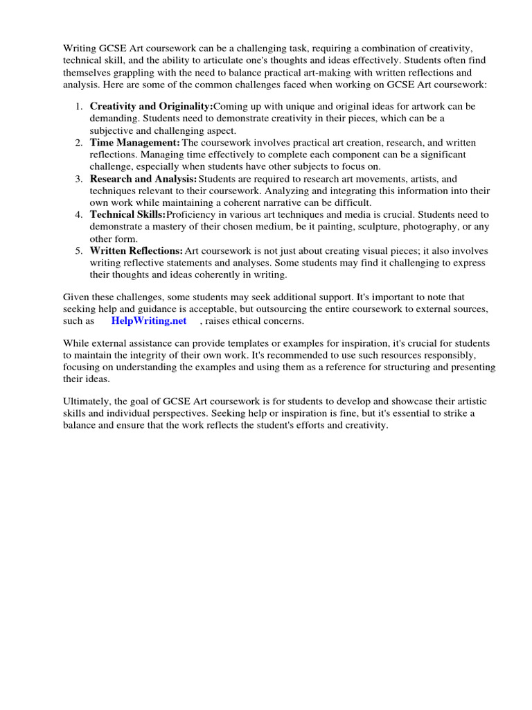 Gcse Art Coursework Examples | PDF