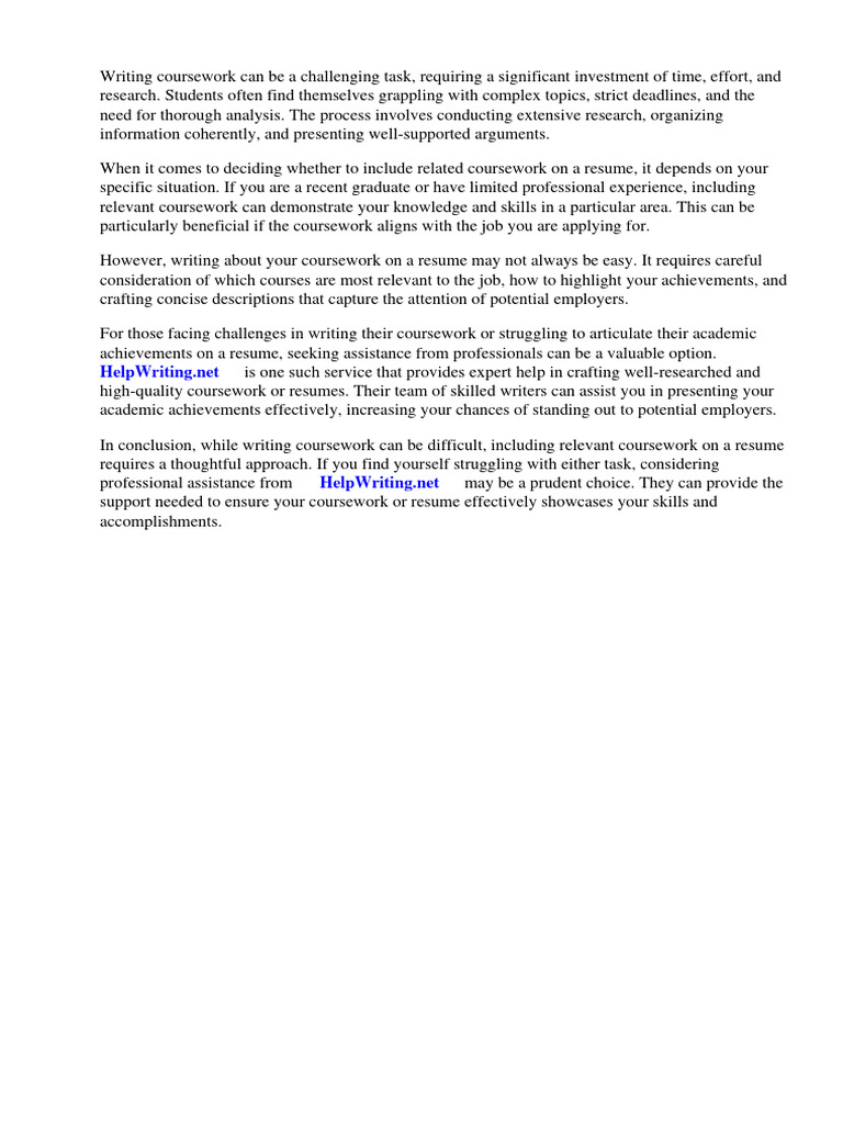 Should I Include Related Coursework On My Resume | PDF | Résumé
