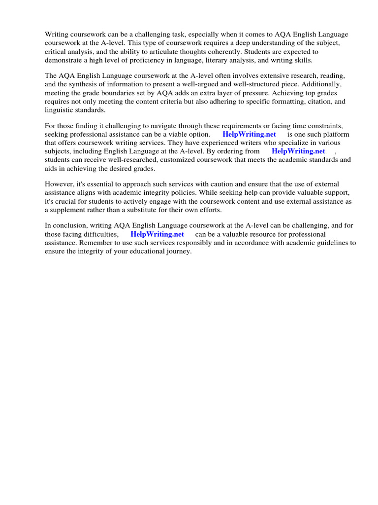 Aqa English Language Coursework Grade Boundaries A Level | PDF