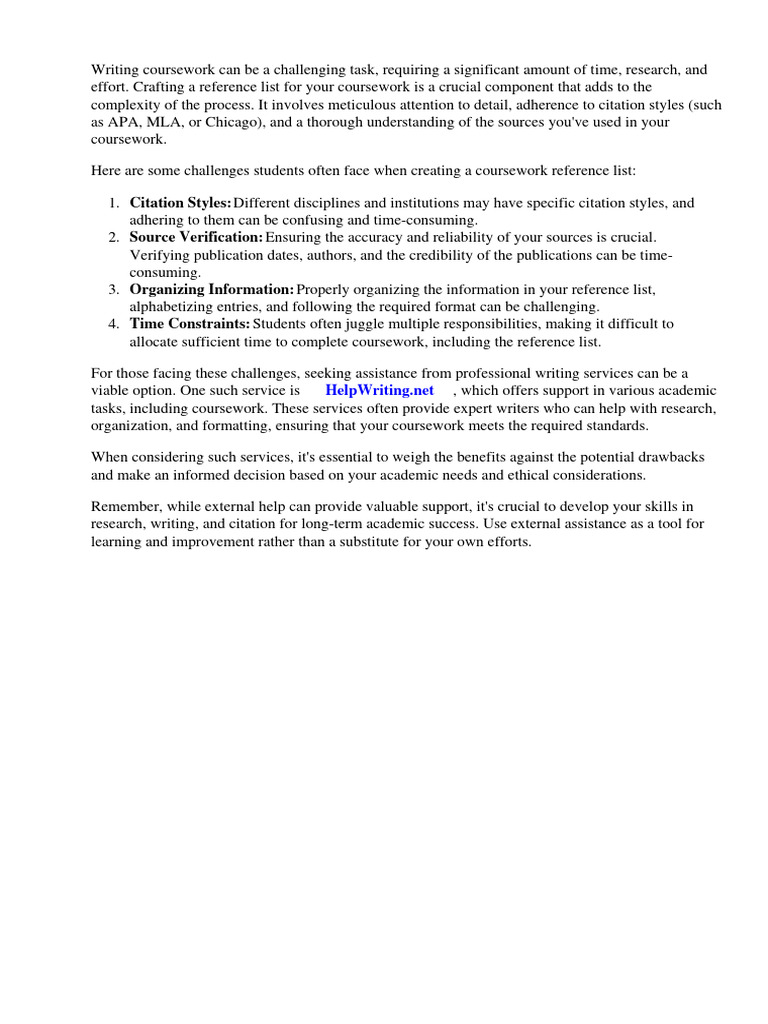 Coursework Reference List | PDF | Citation | Essays