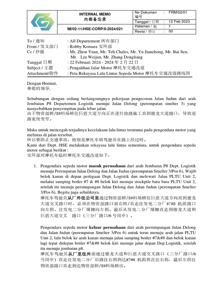 GNI IM - Pengalihan Jalur Motor Pada Pertigaan Logistik P8 | PDF