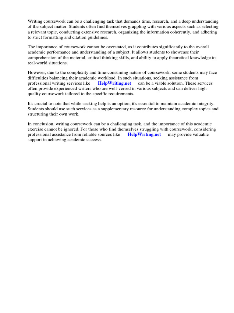 Importance of Coursework | PDF