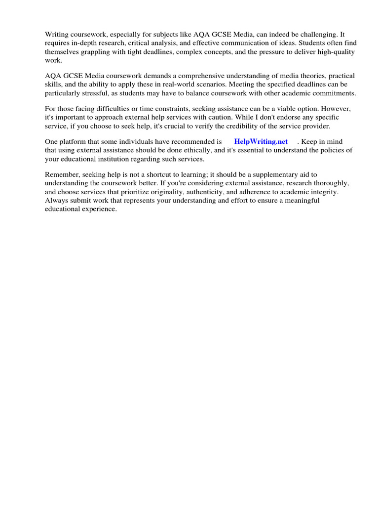 Aqa Gcse Media Coursework Deadlines | PDF | Essays | Thesis