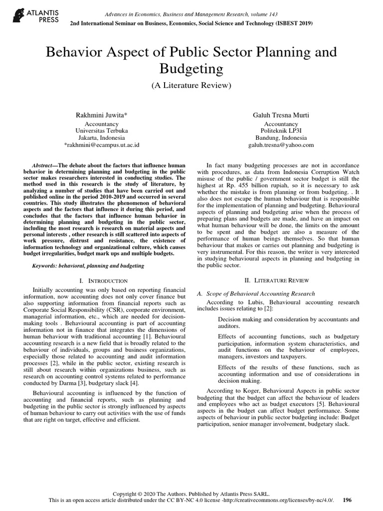 Behavior Aspect of Public Sector Planning and Budg | PDF | Behavior ...