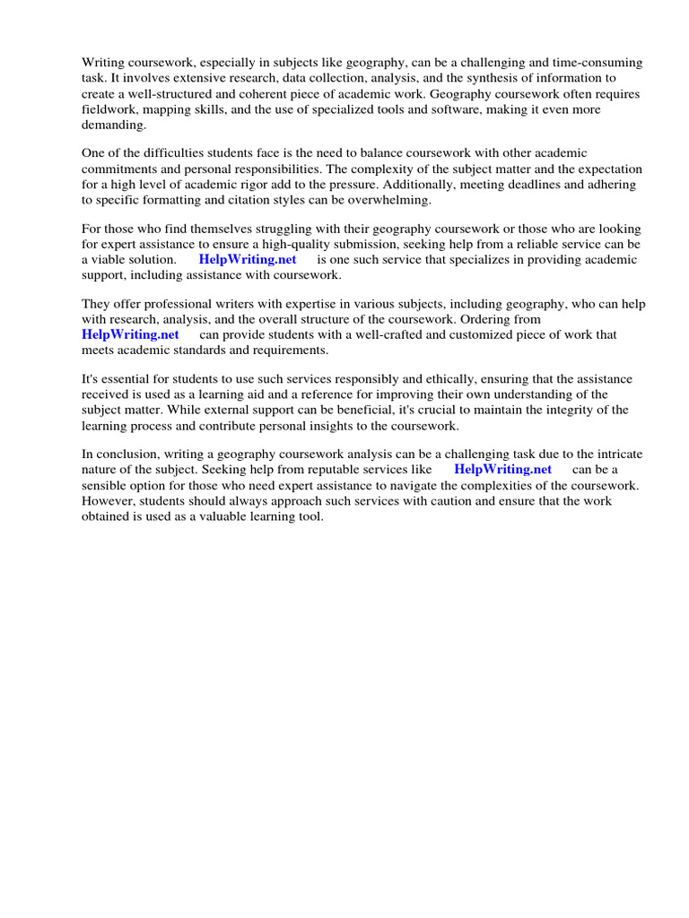 Geography Coursework Analysis Example | PDF | Geography | Tourism