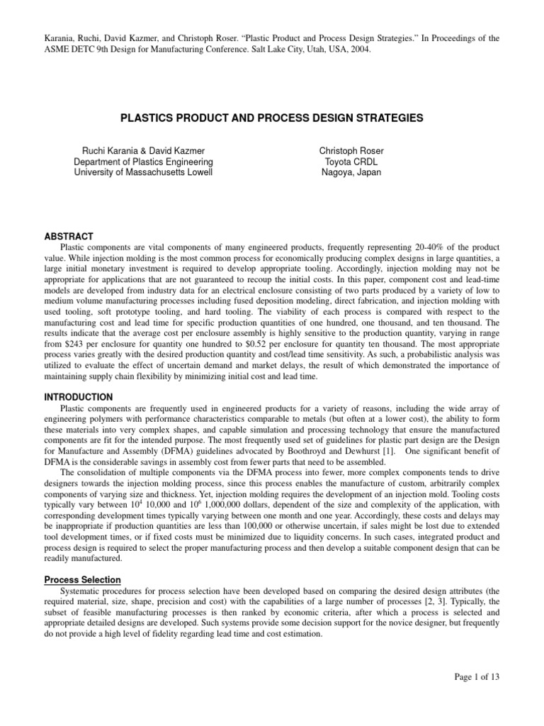 Plastics Product and Process Design Strategies | PDF | Secondary Sector ...