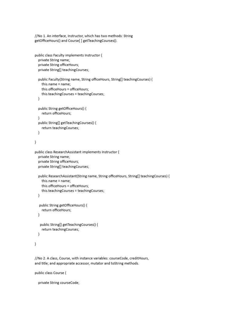 Java Instructor Classes Overview | PDF | Class (Computer Programming) | Software Engineering