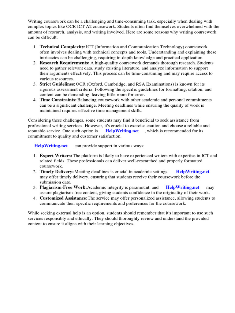 Ocr Ict A2 Coursework Examples | PDF | Educational Technology | Information